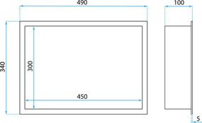 Rea Rea, LED polička na zapuštění 45x30x10 cm, 12W, 3000K, zlatá matná, REA-08545
