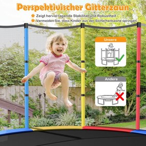 Costway Zahradní trampolína Ø 140 cm s ochrannou sítí trampolína pojme – barvitý