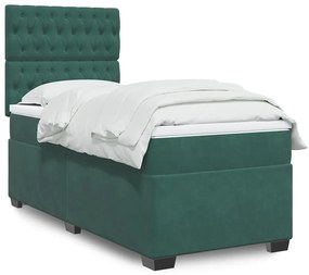 Box spring postel s matrací tmavě zelená 90x190 cm samet 3293095