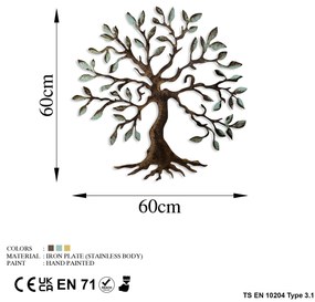 Wallexpert Dekorativní kovový nástěnný doplněk Tree - 1, Vícebarevná