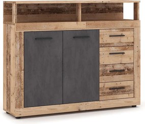 Komoda Leniza 120A, dub natural / grafit