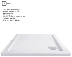 Mereo Mereo, Kora Lite sprchový set: sprchový kout 90x90x185 cm, chrom ALU, sklo čiré, 90 cm, vanička, sifon, CK34123ZN