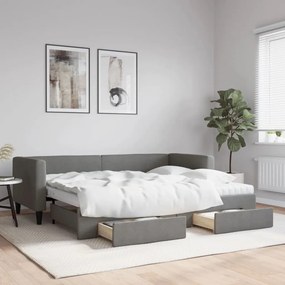 Válenda s přistýlkou a zásuvkami tmavě šedá 80 x 200 cm textil 3196610