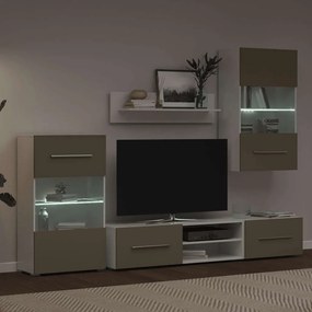 5dílná TV stolky s LED osvětlením kamenná šedá kompozitní dřevo 3324233