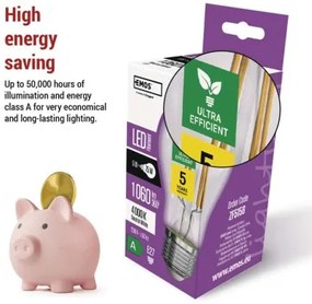 Emos lighting LED žárovka Filament A60 A CLASS/ E27 / 5 W (75 W) / 1 060 lm / neutrální bílá 1525283412