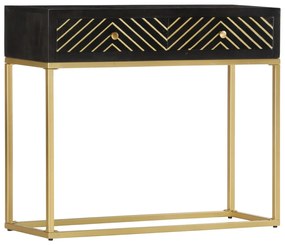 Konzolový stolek černozlatý 90 x 30 x 75 cm masivní mangovník,  286518