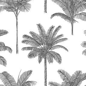 Vliesová černobílá tapeta s palmami 139162, Paradise, Esta Home