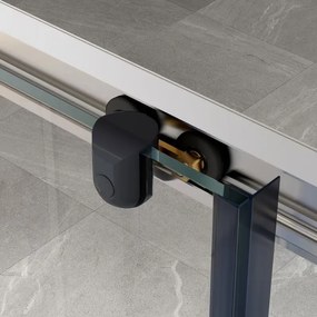Erga Tucson, sprchový kout s posuvnými dveřmi 70(dveře) x 70(stěna) x 190 cm, 6mm čiré sklo, černý profil, ERG-S02-TUCSON-D070D070-CL-BK