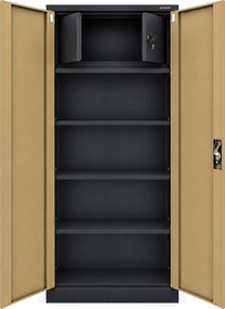 Kovová skříň s úložným prostorem antracitová/ořech, 900x1850x450 mm: TOMASZ Eco Design
