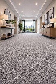 Lano, Metrážový koberec Bloom 843, na míru, šíře 4m,5m, šedá, ab (mřížka), chodba / předsíň