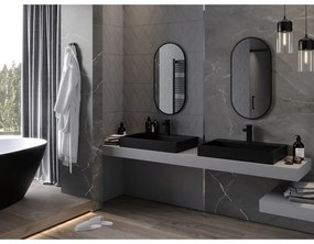 Mexen Loft, oválné koupelnové zrcadlo 80 x 40 cm, barva rámu černá matná, 9851-080-040-000-70