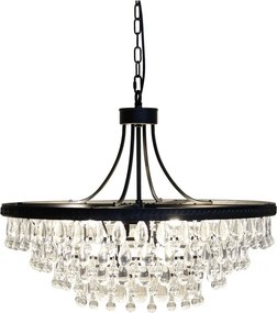 Černý antik lustr s kapkovitými krystaly Versailles - 70*57cm/ E14/ 40W