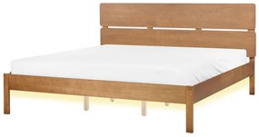 LED postel 180 x 200 cm ze světlého dřeva BOISSET Beliani