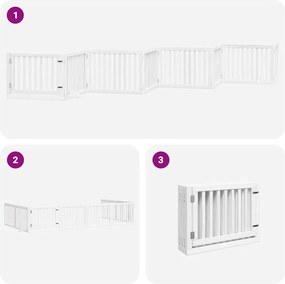 Zábrana pro psy s dvířky skládací 8 panelů bílá 640 cm topol 3155674
