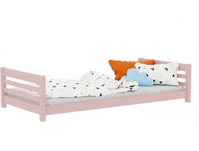 Benlemi Nízké dětské jednolůžko ze dřeva TULY se dvěma čely Zvolte barvu: Pastelově růžová, Zvolte rozměr: 120x180 cm, Zvolte zábranu: S otevřeným vstupem