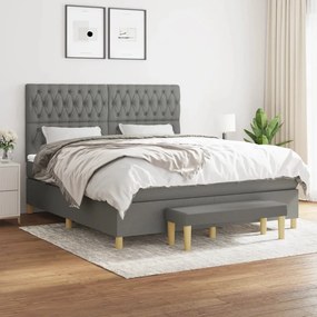 Box spring postel s matrací tmavě šedá 180x200 cm textil,  3137414