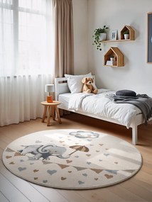 Villeroy & Boch, Dětský kusový koberec Villeroy & Boch Boho Kids 106303 Cream Multicolor kruh, 160x160 (průměr) kruh, bílá, dětský pokoj