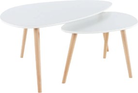 Set 2 konferenčních stolků, bílá / buk, FOLKO NEW