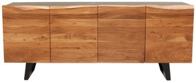 OnaDnes -20% Moebel Living Černá lakovaná komoda Mocce 180 x 45 cm s dřevěnými dveřmi