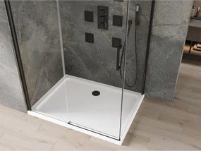 Mexen Omega posuvná sprchová kabina 120 x 90 cm, transparentní, černá + vanička Flat, bílá - 825-120-090-70-00-4010B