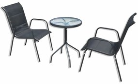 Zahradní bistro set 3 ks kov / textilen Dekorhome Černá