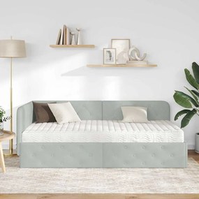 Rohový rám postele Světle šedá 90 x 200 cm samet 3394082