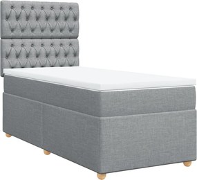 Box spring postel s matrací světle šedý 100 x 200 cm textil 3291198