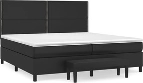 Box spring postel s matrací černá 200x200 cm umělá kůže 3137623