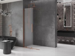 Mexen Velar, sprchová zástěna s posuvnými dveřmi Walk-in 100 x 200 cm, 8mm sklo námraza, růžové zlato, 871-100-000-33-60