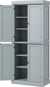 HOMCOM Kuchyňský Skříňový Buffet Skladovací Skříň Moderní Styl s Nastavitelnými Policemi pro Jídelnu a Obývací Pokoj, 76 x 40,5 x 184 cm, Šedá