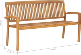 vidaXL Marketos Stohovatelná zahradní lavice s poduškou 159 cm masivní teak