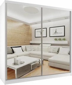 Moderní šatní skříň s posuvnými dveřmi zrcadlem šířka 133 cm bílý korpus 92