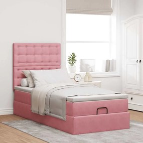 Osmanský rám postele s matracemi růžová 80x200cm samet 3314431