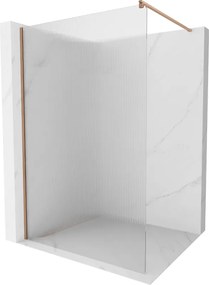 Mexen Kioto, sprchová zástěna Walk-In 80 x 200 cm, 8mm sklo s žebrovým vzorem, měděný matný profil, 800-080-101-65-09