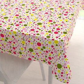 Biante Bavlněný obdélníkový ubrus Sandra SA-209 Růžové a žluté puntíky na bílém 80x120 cm