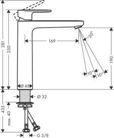Hansgrohe Vernis Blend, umyvadlová baterie, EcoSmart, chromová, 71582000