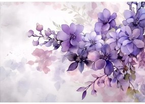 Postershop Fototapeta vliesová: Violet Romantic Painted Flowers - 416x254 cm