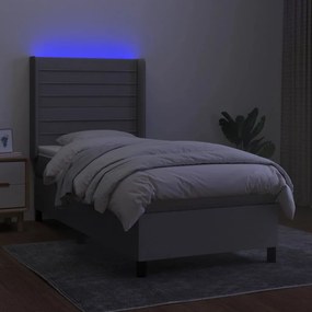 Box spring postel s matrací a LED světle šedá 80x200 cm textil 3138349