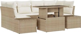 Set pohovek 7 ks Béžová a krémová polyratan 3349117