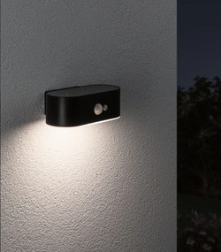 P 94571 Solární LED venkovní nástěnné svítidlo Adya pohybové čidlo IP44 3000K černá - PAULMANN