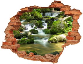 Wallmuralia Díra 3D ve zdi na stěnu Nálepka vodopád 90x70 cm
