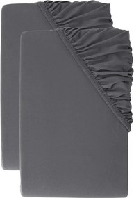 Livarno® Sada žerzejových napínacích prostěradel, 90–100 x 200 cm, tmavě šedá, 2dílná