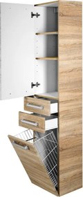 Aqualine Aqualine, VEGA Skříňka vysoká s košem 40x184x31cm, dub platin, VG980