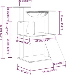 Škrabadlo pro kočky se sisalovými sloupky světle šedé 83 cm 171652