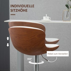 HOMCOM Sada 2 moderních barových židlí s nastavitelnou výškou sedáku 64-85 cm, otáčecí 360° s umělým potahem - Krémová imitace dřeva