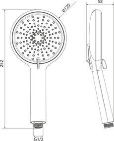 Sapho ruční masážní sprcha 4 režimy 120 mm plast černá mat 1204-51B