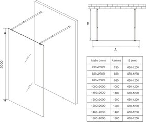 design sprchová zástěna WALK-IN BREMEN 2 - CHROM Double 100-160cm