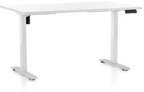 Výškově nastavitelný stůl OfficeTech B, 140 x 80 cm, bílá podnož, bílá