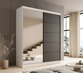 Posuvná skříň s zrcadlem Nico 180 bílá – černá