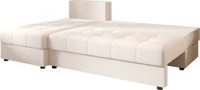 Rozkládací oboustranná sedací souprava do L VENORIA SLIM 200x143 cm, krémová + 2 polštářky ZDARMA